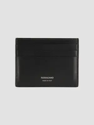 FERRAGAMO Leather Card Holder - Nero