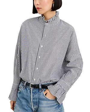 ALEX MILL Cotton Easy Ruffle Shirt