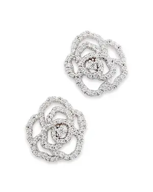 Bloomingdale'S Diamond Rose Flower Stud Earrings - White