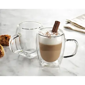 GODINGER Contessa Double Walled Cappuccino Mug, Set Of 2 - Clear