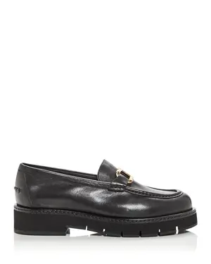 FERRAGAMO Maryan Gancini Lug Sole Loafers - Black