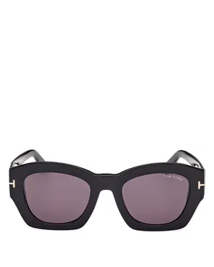 TOM FORD Geometric Sunglasses, 52mm - Black/gray Solid