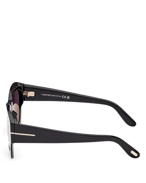 TOM FORD Geometric Sunglasses, 52mm - Black/gray Solid