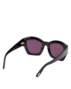 TOM FORD Geometric Sunglasses, 52mm - Black/gray Solid