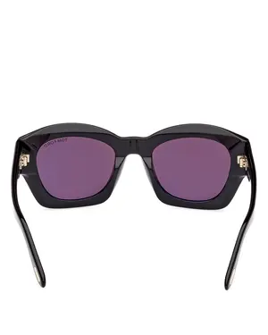 TOM FORD Geometric Sunglasses, 52mm - Black/gray Solid