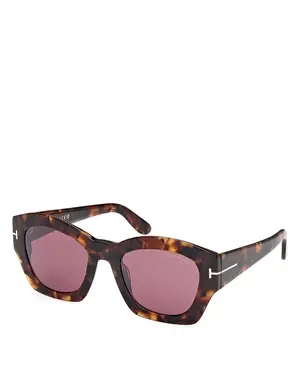 TOM FORD Geometric Sunglasses, 52mm - Havana/pink Solid