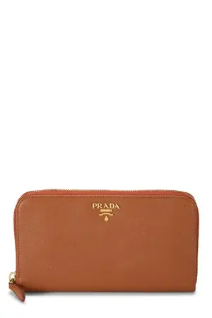 Prada Saffiano Zip Around Wallet - Orange