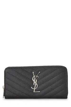Saint Laurent Grainy Leather Zip Around Wallet