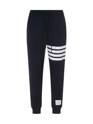 Thom Browne Navy And White Cotton 4-track Pants - Navy
