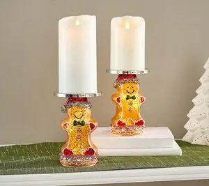 VALERIE PARR HILL S/2 Lit Mercury Glass Gingerbread Pedestals Valerie - One-color