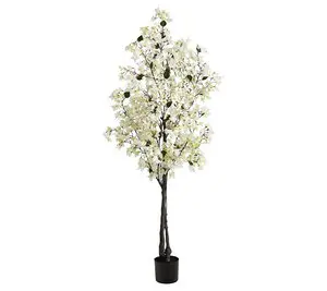 NEARLY NATURAL 6' Artificial Bougainvillea Tree With Planter - One-color