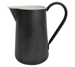 FORESIDE HOME & GARDEN Black Pitcher Vase, White Interior - One-color