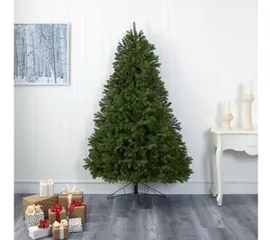 NEARLY NATURAL 7' Cambridge Flat Back Faux Chritmas Tree - One-color