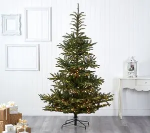NEARLY NATURAL 7.5' Layered Spruce Faux Christm As Tree - One-color