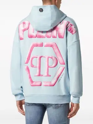 Philipp Plein Embroidered Cotton Hoodie - Blue