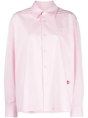 Alexander Wang Logo-patch Cotton Shirt - Pink