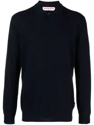 Orlebar Brown Bruno Longsleeved Cashmere Polo Shirt - Blue