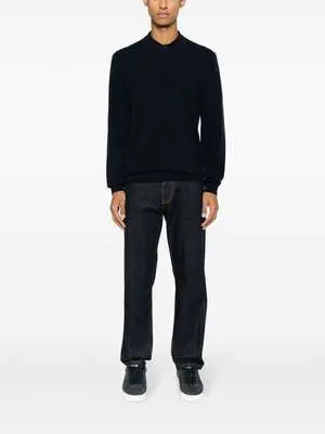 Orlebar Brown Bruno Longsleeved Cashmere Polo Shirt - Blue