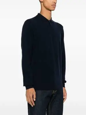 Orlebar Brown Bruno Longsleeved Cashmere Polo Shirt - Blue