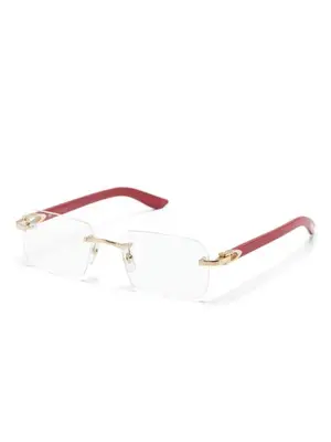 Cartier Logo-plaque Rectangle-frame Glasses - Gold