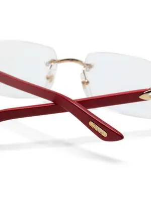 Cartier Logo-plaque Rectangle-frame Glasses - Gold