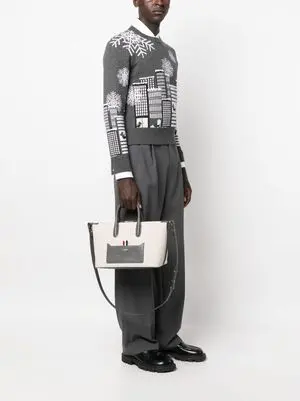 Thom Browne Grosgrain-loop Tote Bag