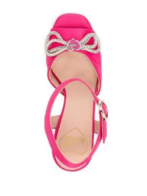 Moschino Logo-plaque Bow Sandals - Pink