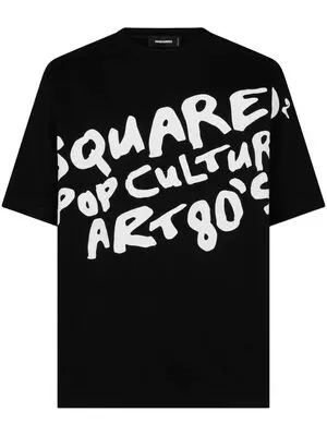 Dsquared2 Slogan-print Cotton T-shirt - Black