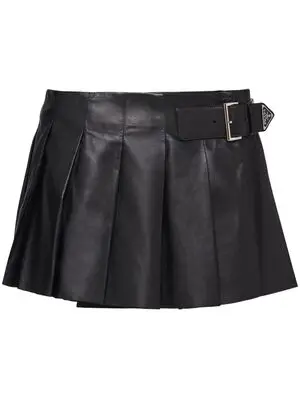 Prada Pleated Leather Miniskirt