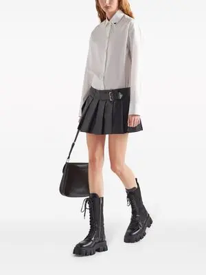 Prada Pleated Leather Miniskirt