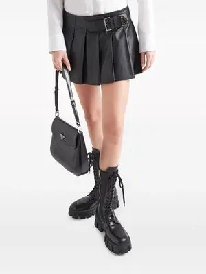 Prada Pleated Leather Miniskirt