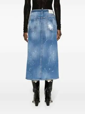 Dsquared2 Distressed Denim Midi Skirt