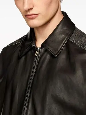 DIESEL® L-stoller Panelled Leather Jacket