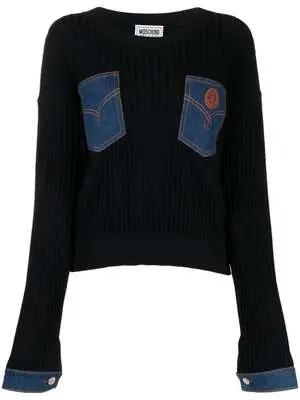 Moschino Patchwork Ribbed Jumper - Black