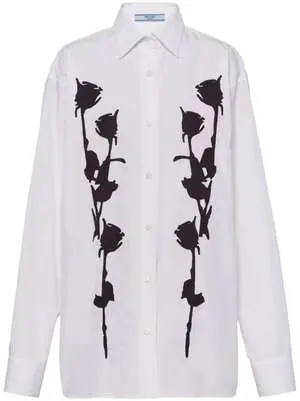 Prada Embroidered Poplin Shirt