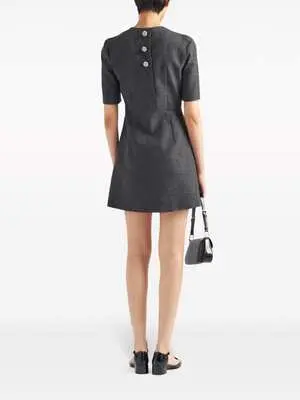 Prada Button-embellished Wool Minidress