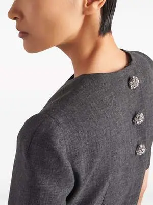 Prada Button-embellished Wool Minidress