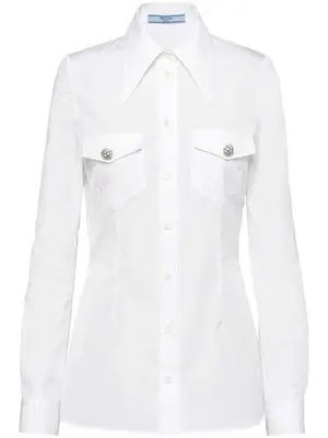 Prada Jewel-button Poplin Shirt