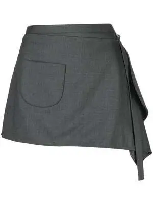 COURREGES Draped Virgin Wool-blend Mini Skirt