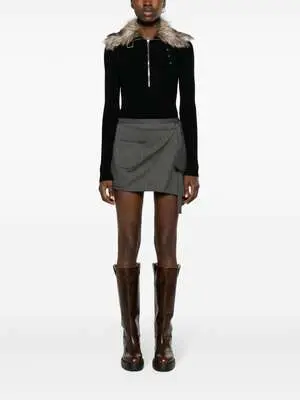 COURREGES Draped Virgin Wool-blend Mini Skirt
