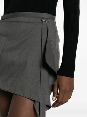 COURREGES Draped Virgin Wool-blend Mini Skirt