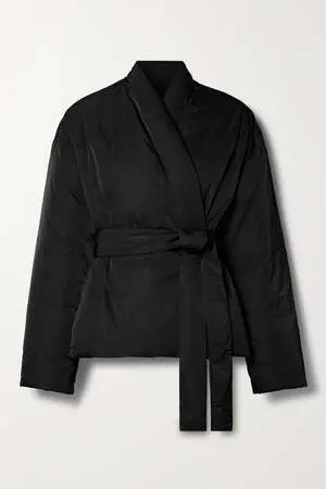 FERRAGAMO Belted Twill Down Wrap Jacket