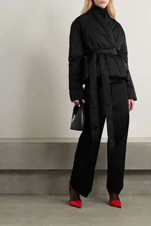 FERRAGAMO Belted Twill Down Wrap Jacket