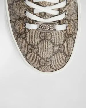 Gucci Ace Gg Monogram Sneakers - Beige/ebony