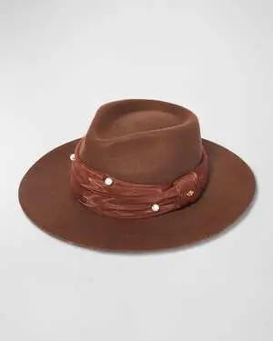 Lele Sadoughi Farrah Wool Fedora With Embellished Band 