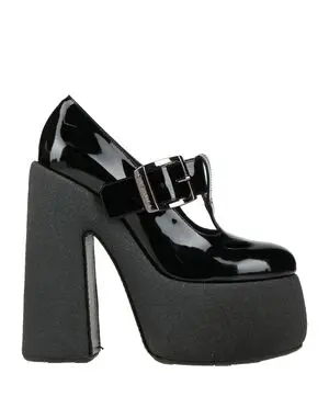 Casadei Patent-effect Leather Loafers With Block Heel - Black
