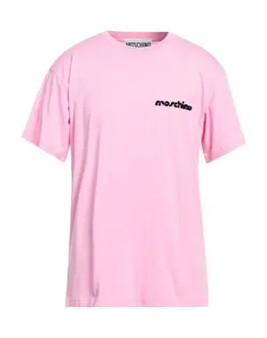 Moschino Man T-shirt White Size S Cotton Pink