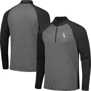 LEVELWEAR Chicago White Sox Charter Striped Raglan Quarter-zip Top - Black
