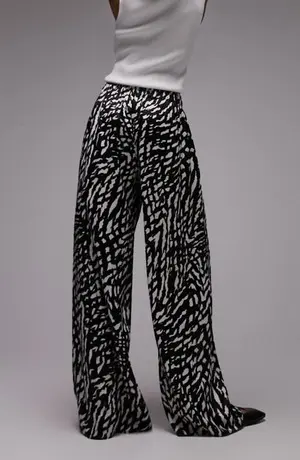 Topshop Satin Wide Leg Drawstring Pants