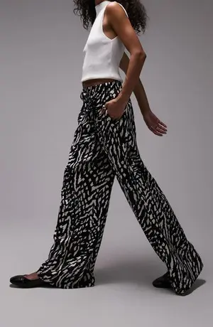 Topshop Satin Wide Leg Drawstring Pants